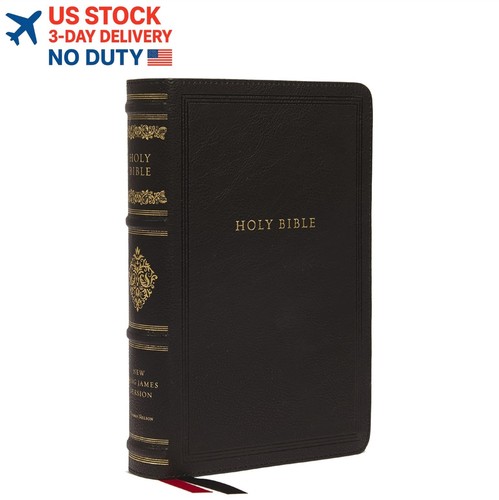 NKJV Large Print Reference Bible, Black Leathersoft, Red Letter ...