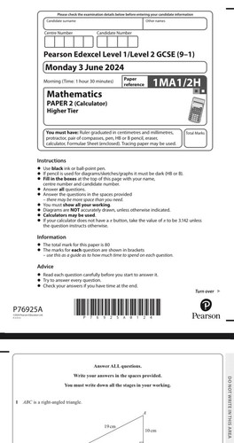 2024 GCSE Edexcel Maths Higher Paper 2 | eBay UK