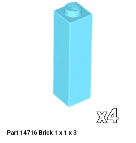 NEW LEGO Parts Medium Azure 14716 Lot of 4 Brick 1x1x3 6149781 | eBay