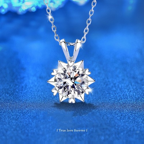 1CT D Color VS1 Moissanite 925 Sterling Silver Heart-Shaped Hexawn Star ...