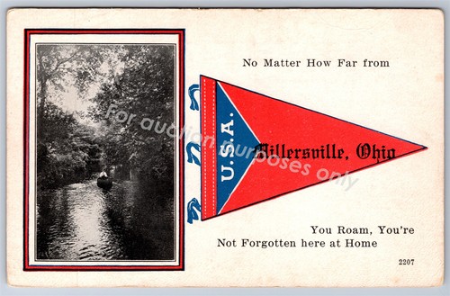 Millersville, OH: River Boat Greeting Poem Vtg Illustrated Ohio Pennant ...