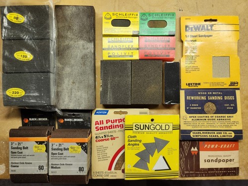 Vintage Estate Lot Misc Sanding Belts, Sanding Blocks & Sheet Sandpaper ...