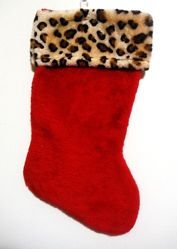 CHRISTMAS LEOPARD STOCKING. LEOPARD TRIM STOCKING 18'' SOFT PLUSH ...