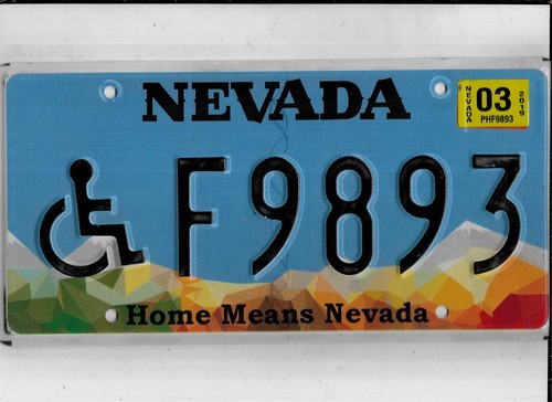 NEVADA 2019 license plate "F9893" *****HANDICAPPED/DISABLED***** | eBay