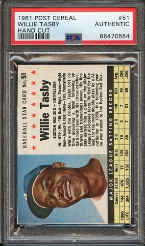 1961 POST CEREAL 51 WILLIE TASBY HAND CUT PSA AUTHENTIC | eBay