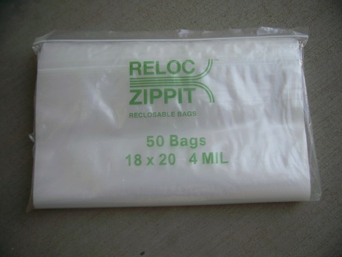 18 x 20 Reloc "Zippit" Clear 4 Mil Reclosable Large Jumbo Size 50 Bags ...