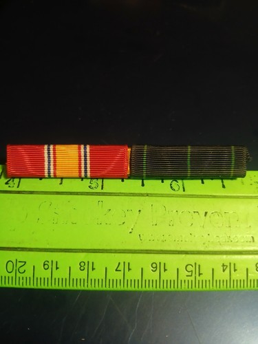 U S Navy 2 Mounted Ribbons On Metal Bar- National Defense & Rifle Ex ...