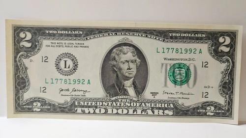 $2 Birthday Note Two Dollar Bill Uncirculated Series 2017A - Trailing ...