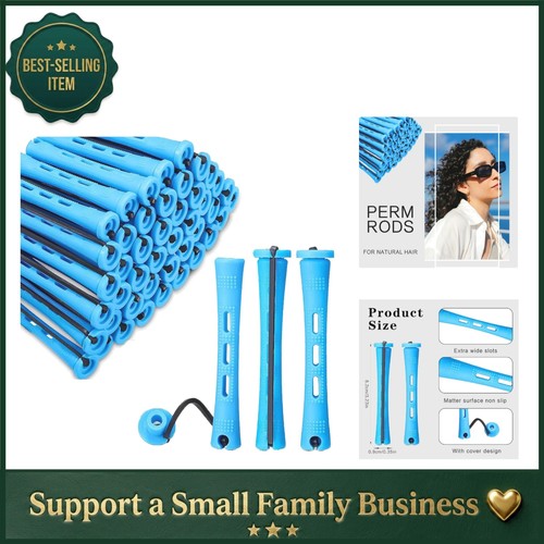 Heat-Free Curly Hair Rollers Set - 60 Blue Perm Rods for Stunning ...