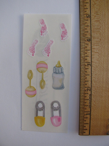 Creative Memories Stickers BABY BOTTLES RATTLES PRINTS SAFETY PINS 2" X ...