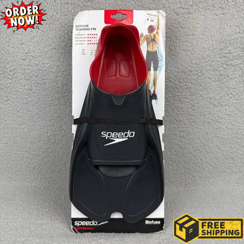 Speedo Biofuse Training Fins US 7- 8 Black Red Rubber Swimming Swim ...