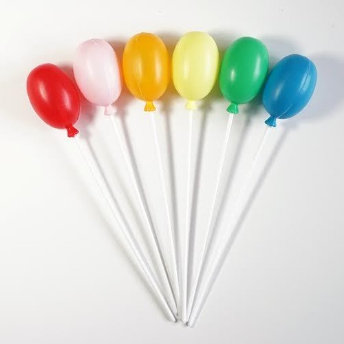12x Rainbow Balloon Picks 6" Cupcake Cake Toppers Appetizer Picks ...
