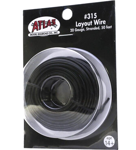 Atlas ~ New 2025 ~ Model Train Layout Dropper Wire ~ Black ~ 50' ~ 20 ...