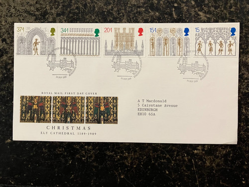 United Kingdom 1989 - Christmas stamps FDC Edinburgh Philatelic Bureau ...