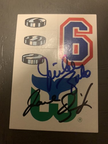 Joel Quenneville/Mike Zuke autographed WHALERS hockey sticker | eBay