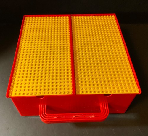 VTG Lego Red Storage Carry Case 2 Yellow Baseplates on Top No Dividers ...