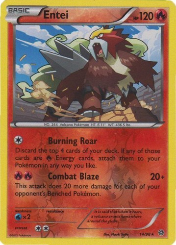 1x Entei - 14/98 - Rare - Reverse Holo Moderately Played Pokemon XY ...