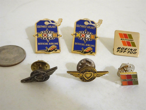 6 Southwest Airlines plane lapel pins Employee Service Super Bowl ...