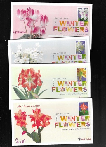 US FDC FIRST DAY COVERS WINTER FLOWERS 2014 SET OF 4 BY PUGH CACHETS | eBay