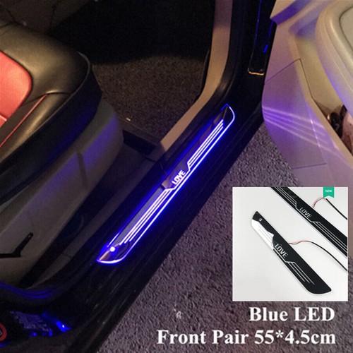 2PCS Blue LED Front Door Sill scuff Cover induction moving light ...