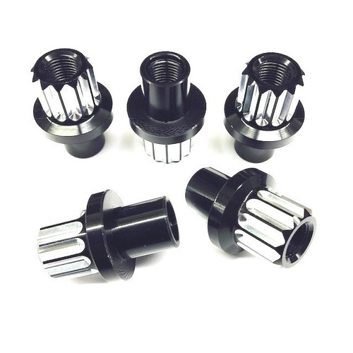 Drag Race Solutions Aluminum 12pt Lug Nuts - 1/2"-20 Long Shank Black ...