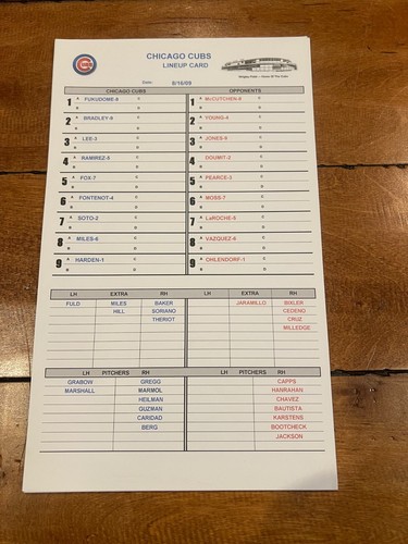 8/16/2009 UNUSED CHICAGO CUBS PIRATES LINEUP LINE UP CARD RARE | eBay