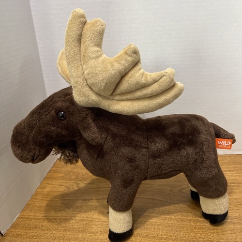 WILD REPUBLIC Standing Moose Realistic Plush Toy 14" Stuffed Animal ...