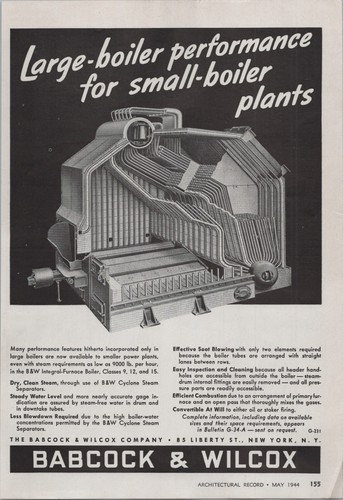1944 Print Ad * Babcock & Wilcox NYC Industrial Boiler Cutaway Drawing ...