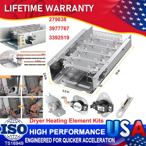 Dryer Heating Element Thermostat For Amana Roper NED4655EW1 Whirlpool ...