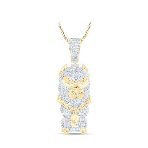 10kt Yellow Gold Mens Round Diamond Dog Charm Pendant 3 Cttw | eBay