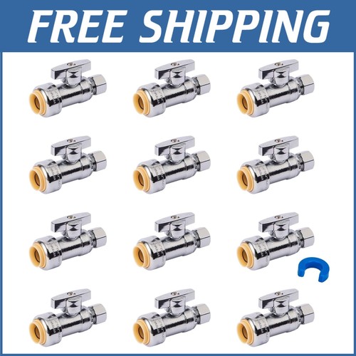 12-Pack Lead-Free Straight Stop Valves for Quick Water Shut Off ...