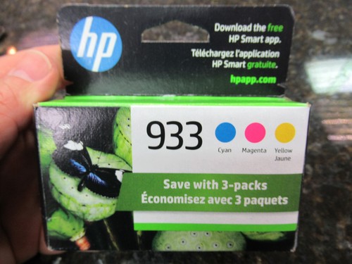 NEW! HP Original Ink 933 Cyan Magenta Yellow 3 Pack Genuine Cartridges ...