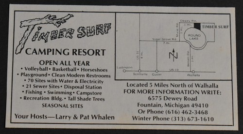 1981 Print Ad Michigan Fountain Timber Surf Camping Resort Larry Pat ...