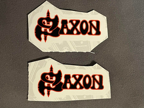 SAXON Lot of (2) 1" x 2" Band Logo Stickers Red Black FAST! FREE SHIP ...