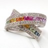 18K White Gold Fancy Color Cocoa Diamond Ring Crossover Criss-Cross ...
