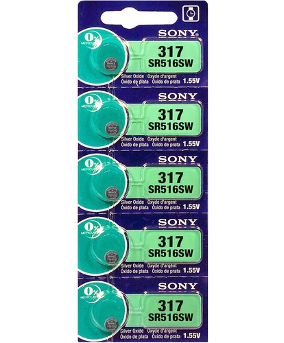 Sony 317 (SR516SW) 1.55V Silver Oxide Watch Battery (5 Count) - EXP 11/ ...