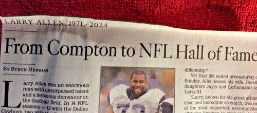 OBITUARY 1971 - 2024 LARRY ALLEN NFL HALL OF FAME DALLAS COWBOYS 49ERS ...