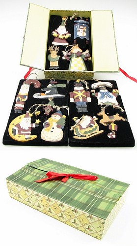 Set of 12 Wooden Christmas Holiday Season Tree Ornaments Decor 7.25" | eBay