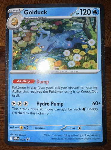 Pokémon TCG Mega Evolutions Golduck 008 Black Star Promo Holo Swirls ...