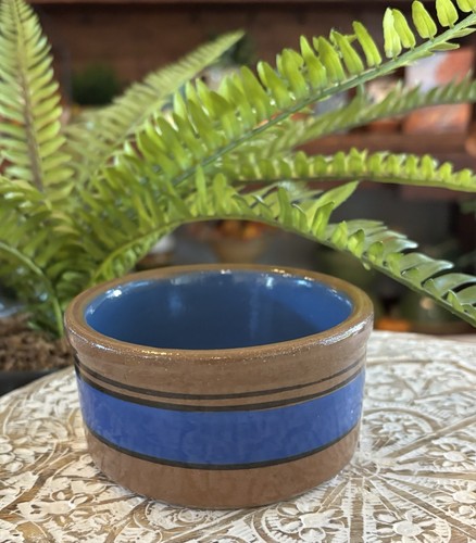 Vintage BRETBY Stoneware Pottery Blue Striped Dog Cat Bowl 4” x 2.15 ...