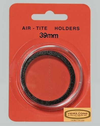 10 X 39mm AIRTITE COIN HOLDER CAPSULE BLACK RING for 1 OZ Silver Round ...