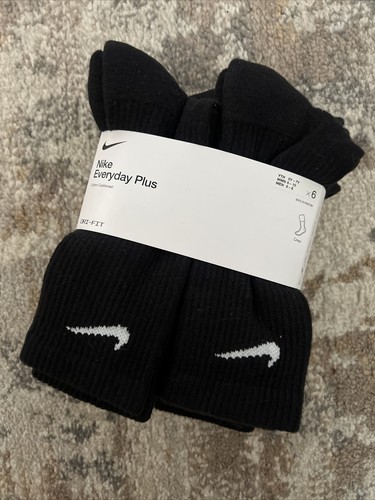 Nike Socks Dri-fit Crew Everyday Plus Cushioned Black 6 Pairs Sx6897 ...