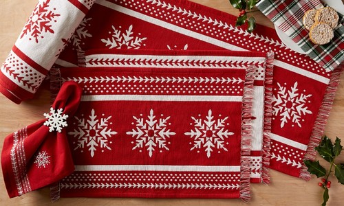 DII Nordic Snowflake Placemat / Table Runner / Napkin Collection | eBay