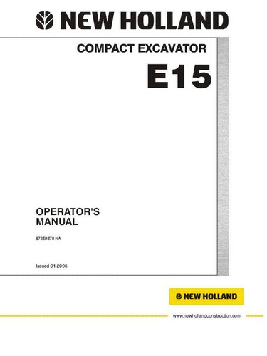 New Holland E15 Compact Excavator Operators Manual PDF/USB 87359378NA | eBay