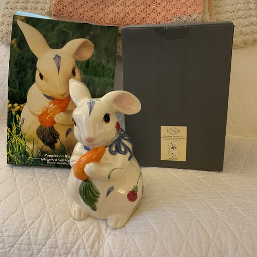 Lenox Poppies On Blue Bunny Rabbit Cookie Jar Barnyard Collection NIB ...