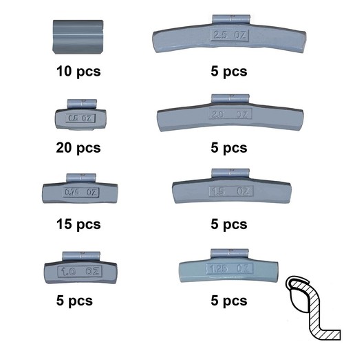 Tire Wheel Balancing Weights P Type Clip COMBO Kit 0.25-2.50oz 70 pcs ...