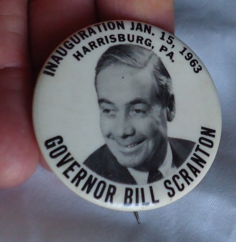 large 1.75 Inch Pinback 1963 Inauguration Governor Bill Scranton ...