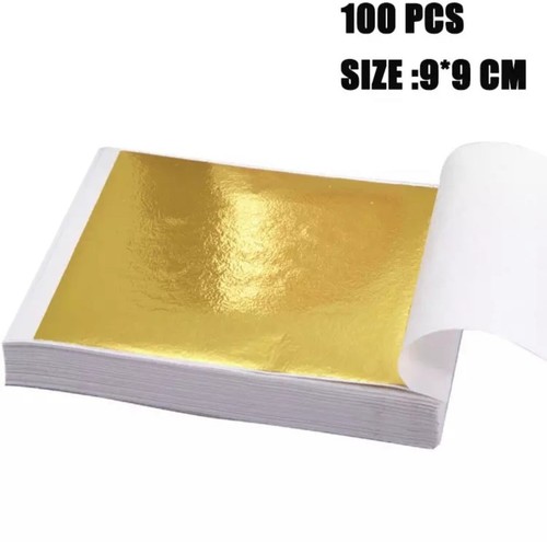 100pc Imitation Gold Sheets Foil Paper for DIY Gilding Craft Decoration ...