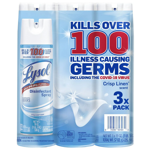 3 Pack Lysol Sanitizer Disinfectant Spray Spring Waterfall Scent 19 Oz ...