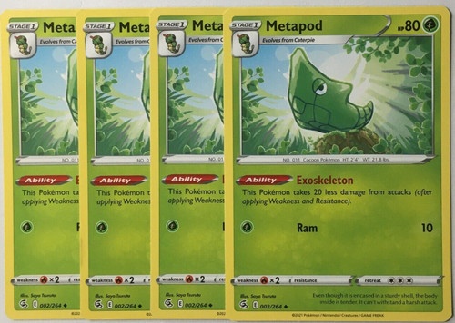 POKEMON 4X METAPOD 002/264 FUSION STRIKE UNCOMMON NEAR MINT-PLAYSET | eBay